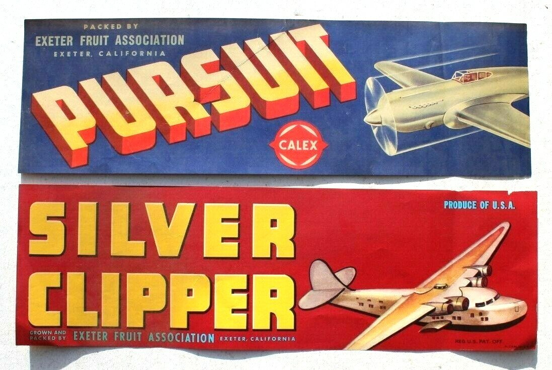 Vintage Lot 2 Silver Clipper Exeter / Puruit Fruit California Crate La ...