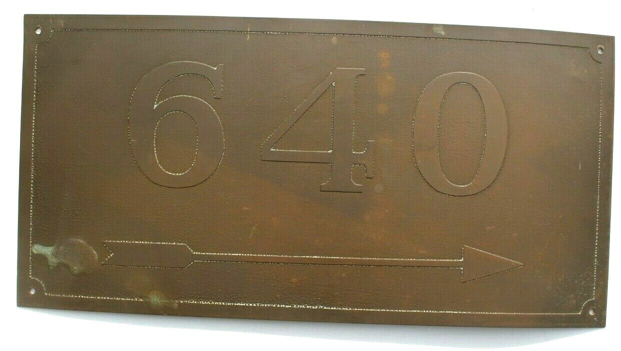 Vintage Antique Large Brass 640 Address Arrow Neighborhood Fence Sign ...